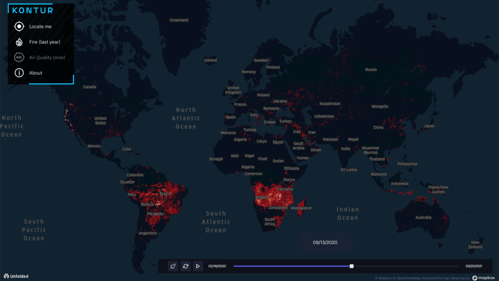 Global Fires visualisation map